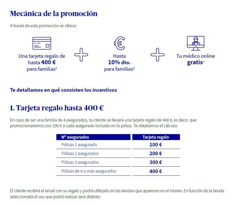 AXA Salud regala tarjetas de hasta 400€ con las nuevas contrataciones
